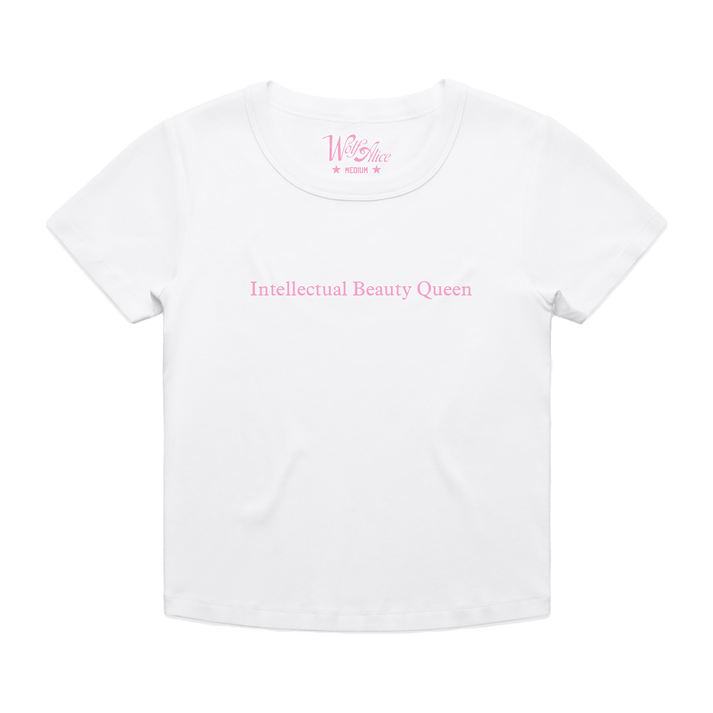 'Intellectual Beauty Queen' White Baby Tee | Wolf Alice Official Store